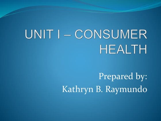 Consumer Health Education (MAPEH) | PPTX | Personal Finance