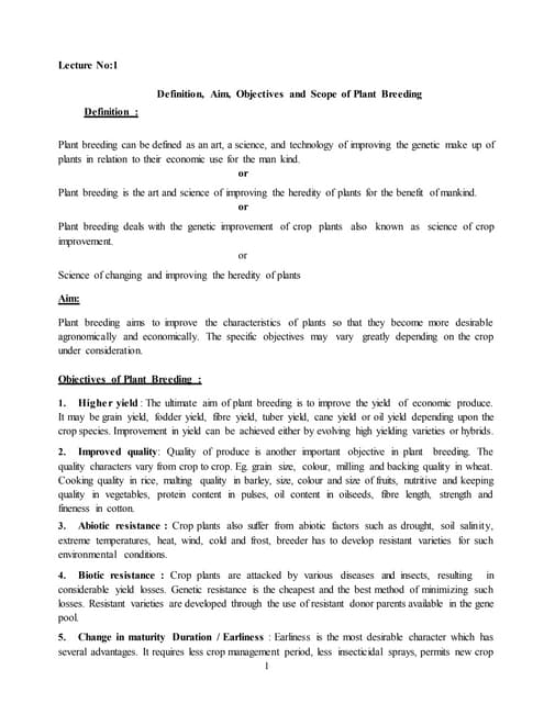 Introduction to plant breeding, History and Achievements | PPTX