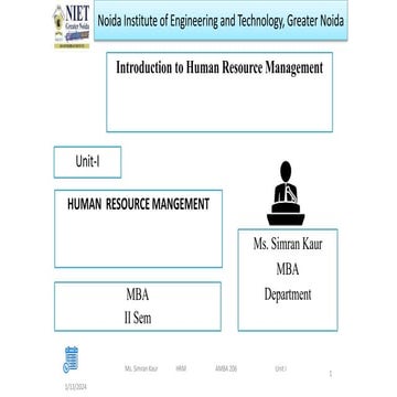 UNIT 1 PPT on Human Resources Management | PPTX