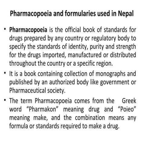 Pharmacopoeias | PPTX