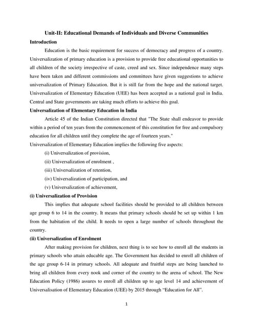 Universalization of elementary education | PPTX