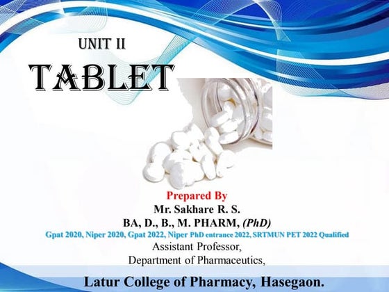 Industrial Pharmacy - 1 (Unit 2: Tablets) | B.Pharm 5th Sem | Tablet ...