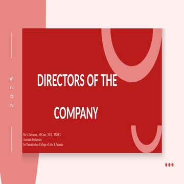 Director of the Company - Unit II - Company Law and Secretarial ...