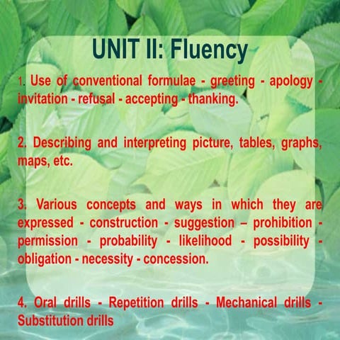 oPTIONAL I - Unit II FLUENCY | PPT
