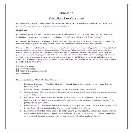 Unit ii distribution channel | DOCX