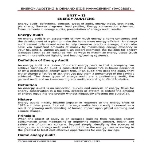 Unit ii energy auditing 1 | PDF