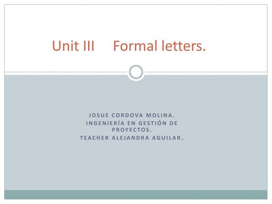 Formal letters unit 3 | PPT