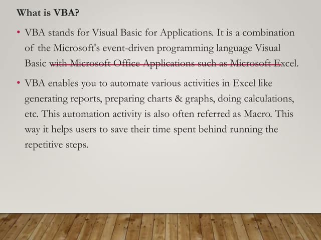 Unit ii introduction to vba | PPT Unit ii introduction to vba | PPT