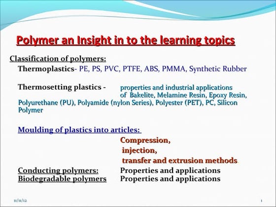 Engineering Chemistry - Polymer | PDF