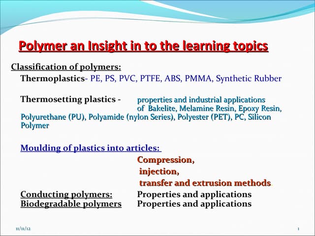 Polymers and their properties | PPT