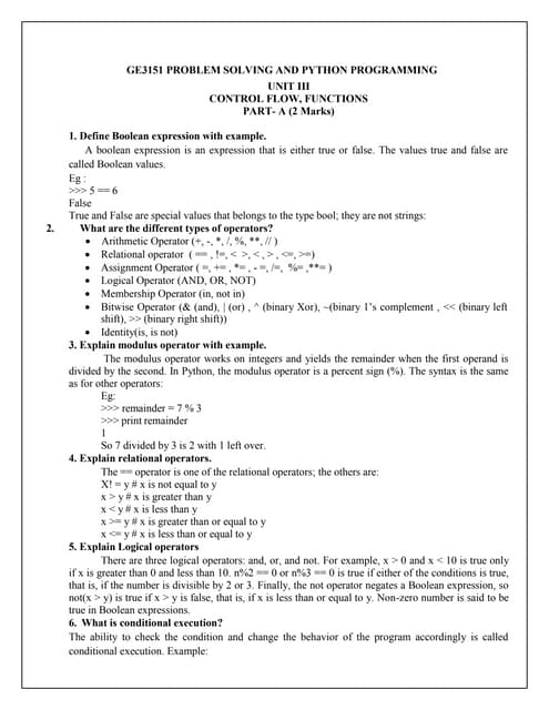 Ge3151 Pspp Unit Iii Question Bankdocxpdf 0844