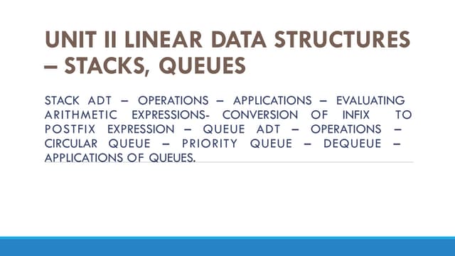 Unit Ii Linear Data Structures Stackspptx