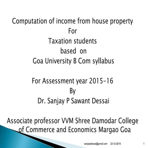 Computation of income from house property | PPTX