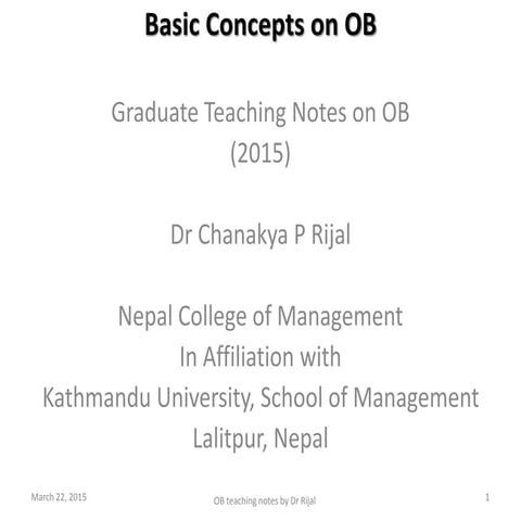 Unit I Introduction to OB | PPTX