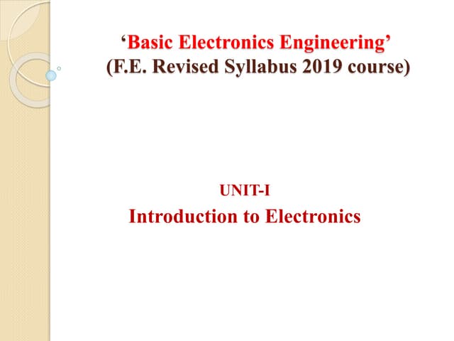 Basic electronics, lecture 1 | PPTX | Physics | Science