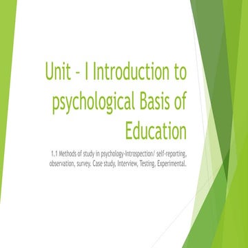 Unit – i introduction to psychological basis of | PPTX