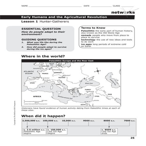 Unit i, lesson 2 3 early man workbook | PDF