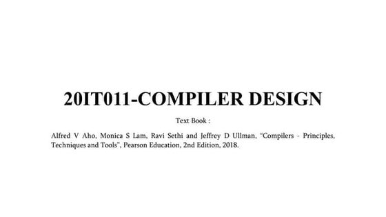 Module 2 Introduction To Syntax Analysis Ppt