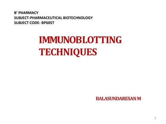 Western Blotting Technique | PPTX | Chemistry | Science