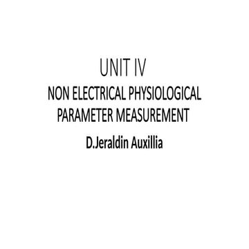 NON ELECTRICAL PHYSIOLOGICAL PARAMETER MEASUREMENT | PPTX