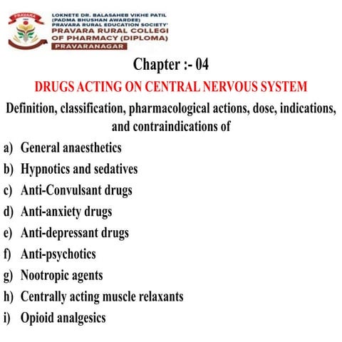 Unit IV -Drugs Acting On Central Nervous System Notes.pptx