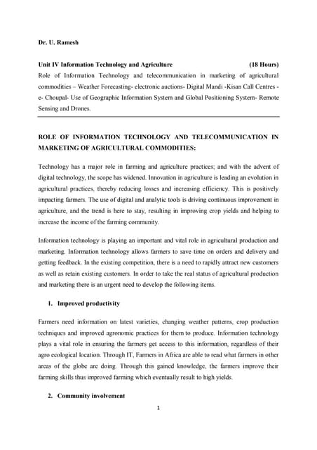 Information Technology in agriculture ppt by deependra | PPTX