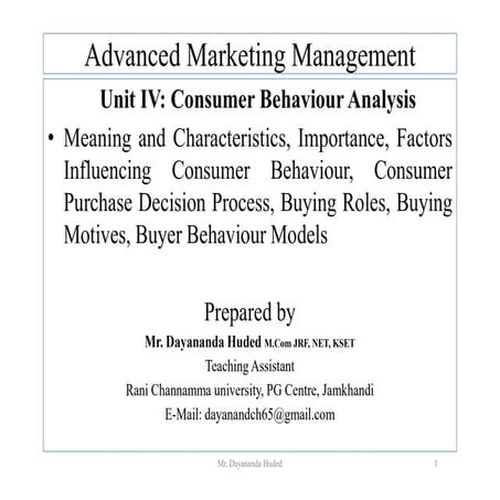 Unit IV AMM- Consumer Behaviour Analysis | PDF