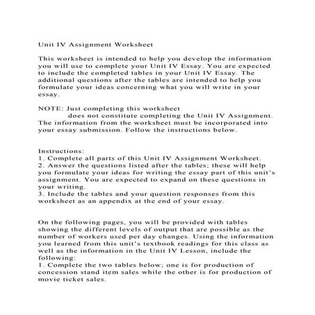 Unit IV Assignment WorksheetThis worksheet is intended to help.docx