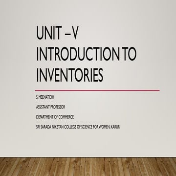 Unit – iv computer paper. Introduction to inventories pptx | PPTX