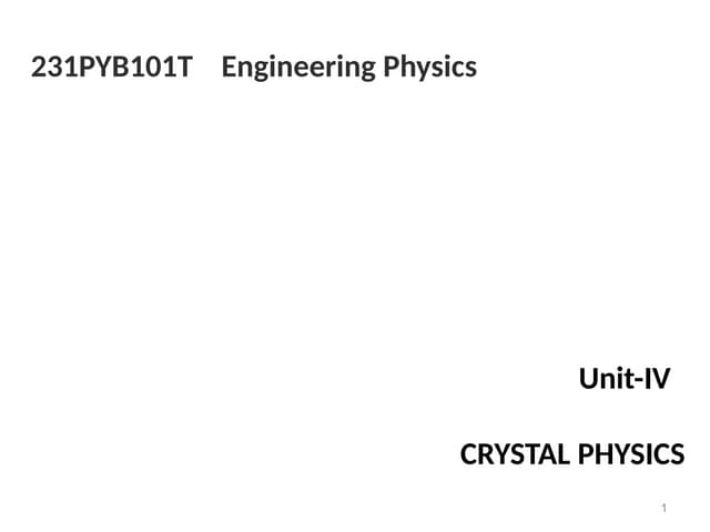 Mme 323 materials science week 4 - structure of crystalline solids | PPTX