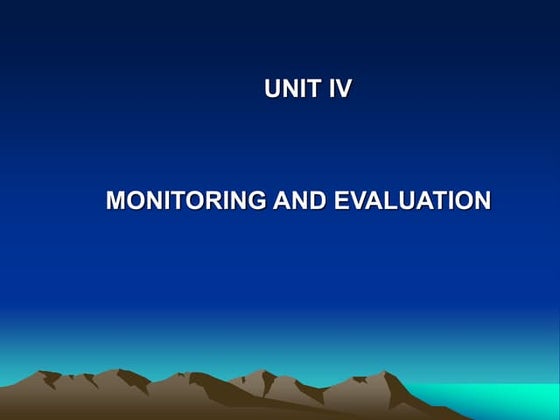 Monitoring &Evaluation Management plans | PPT