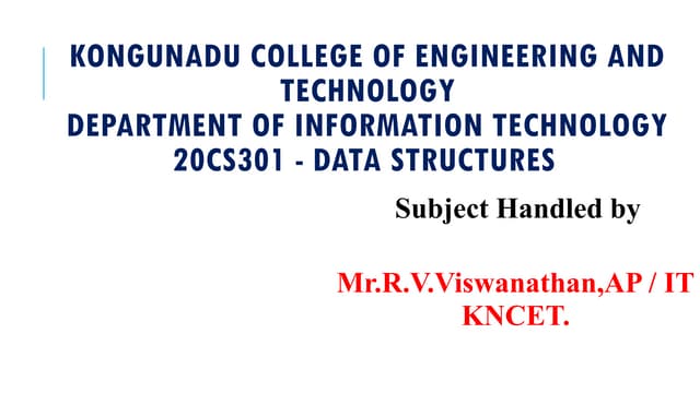 Unit Iv Non Linear Data Structures Graph Ppt