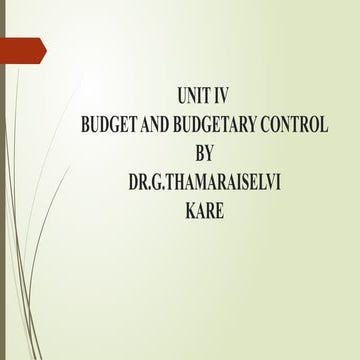 Budget and Budgetary Control - Management Accounting | PPTX