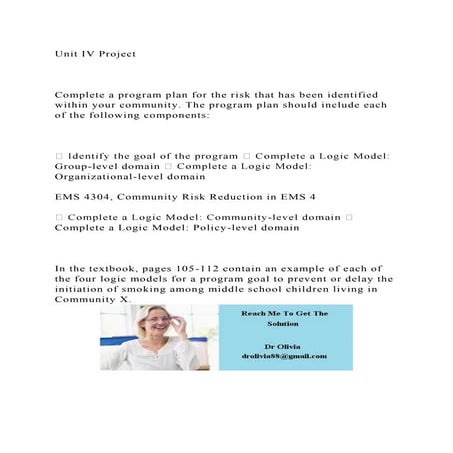 Unit IV Project Complete a program plan for the risk that ha.docx