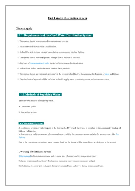 Cold water supply system & Components | PPSX