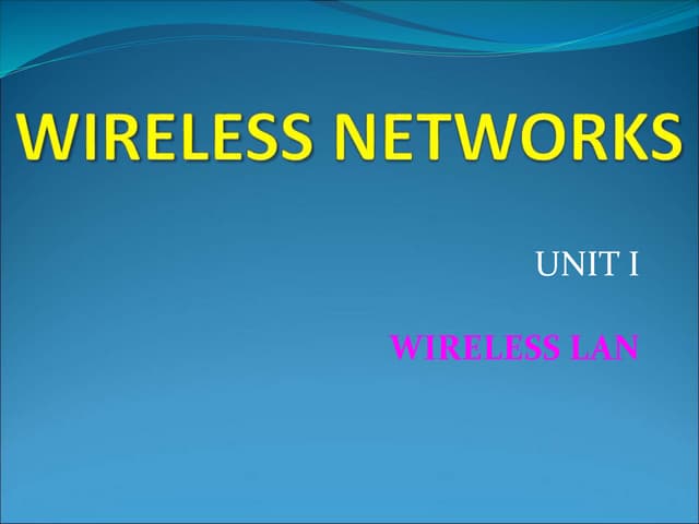 Wireless LANs(IEEE802.11) Architecture | PPTX