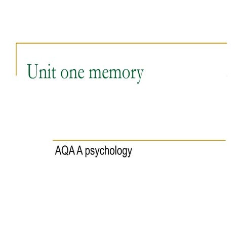 Unit one memory AQA A psychology Memory | PPT