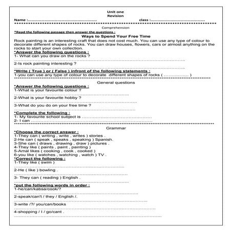 Unit one revision | PDF