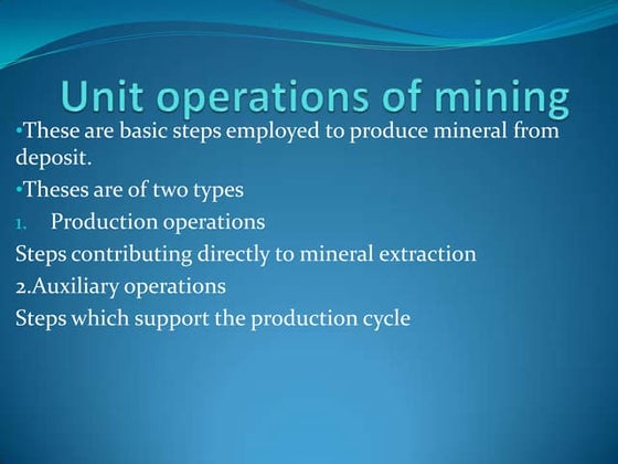 FUNDAMENTALS OF MINE DESIGN, AND PLANNINGS | PPT