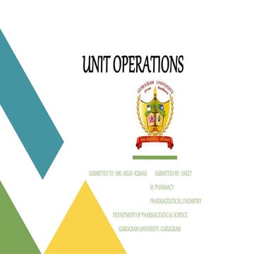 UNIT OPERATIONS (unit 2) pharmaceutical process chemistry | PPTX