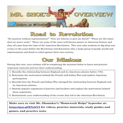 Road to Revolution Unit Overview | PDF