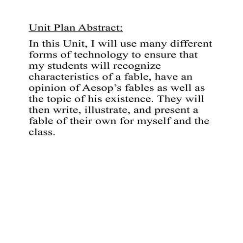 Unit Plan Abstract | PDF | Fiction | Books and Literature