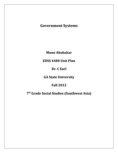 Unit plan government week 2 | DOC | Civic affairs | Politics