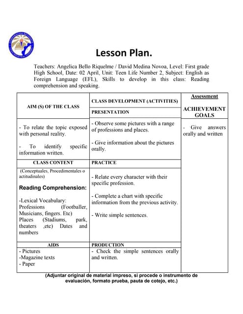 Personal information lesson plan and flash card | DOCX