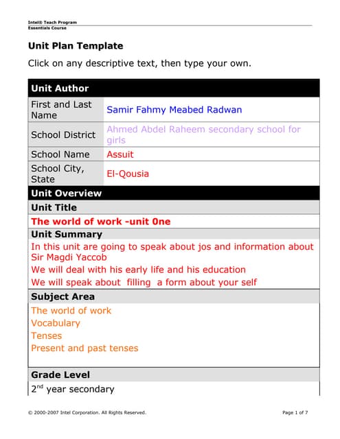 Unit plan template | DOC