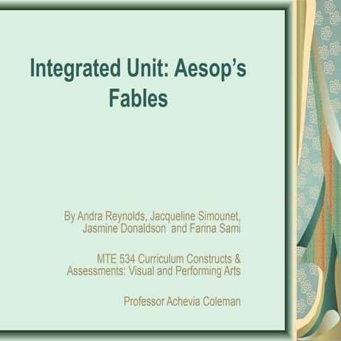 Integrated Unit of Study: Aesop's Fables | PPT | Music | Entertainment