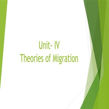 Units-IV & V Theories of Migration and Trends in Indian Economic ...