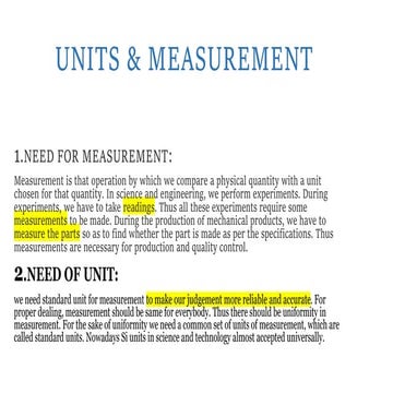 Units And Measurement | PPT