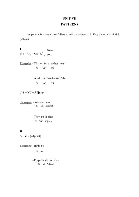 Basic sentence patterns | PPTX