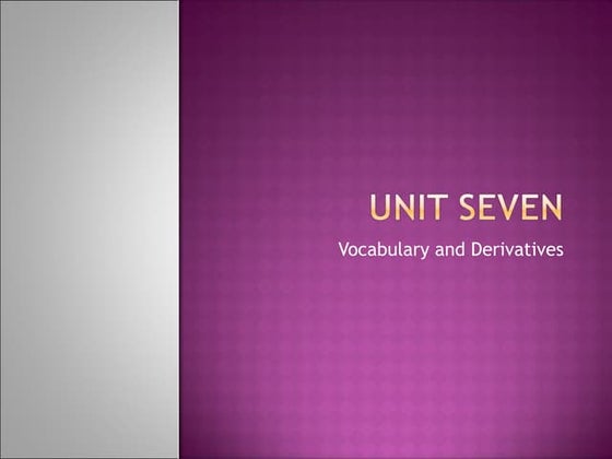 Unit Six Vocabulary Presentation | PPT